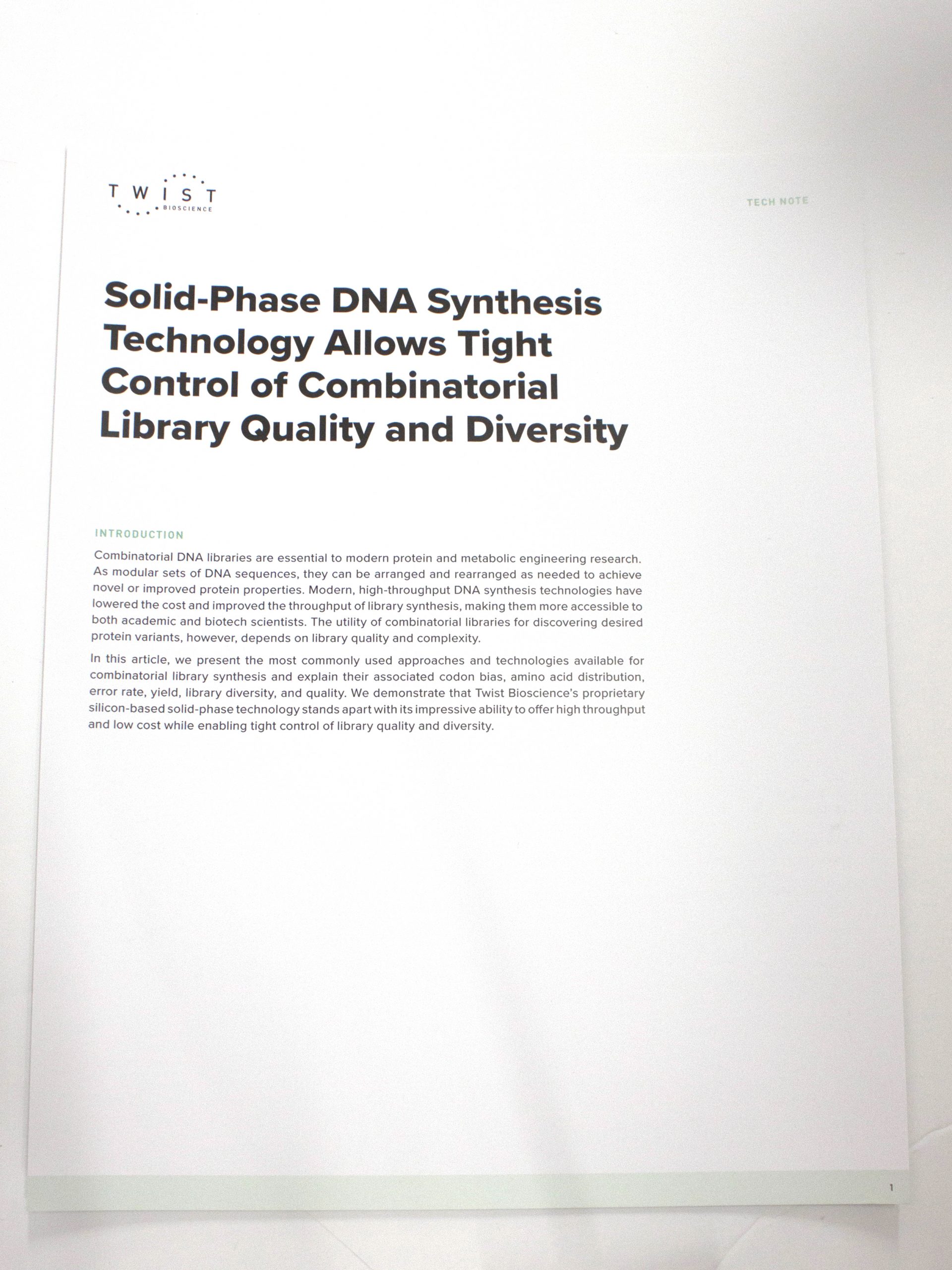 Solid-Phase DNA Synthesis Technology Allows Tight Control of ...